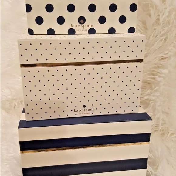 kate spade | Storage & Organization | Nesting Boxes Navy Blue Polka Dot ...